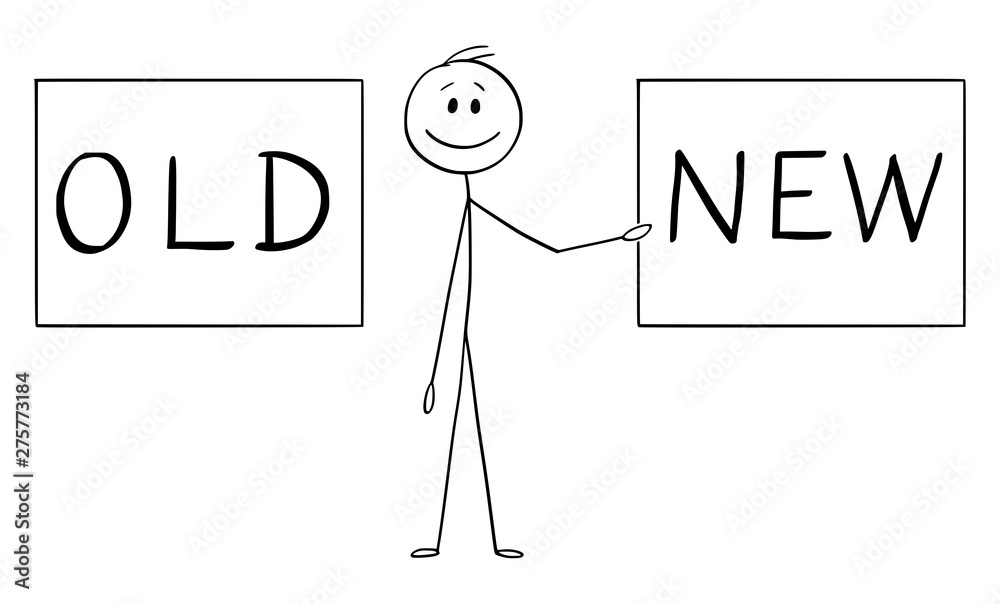 Vector cartoon stick figure drawing conceptual illustration of man or ...