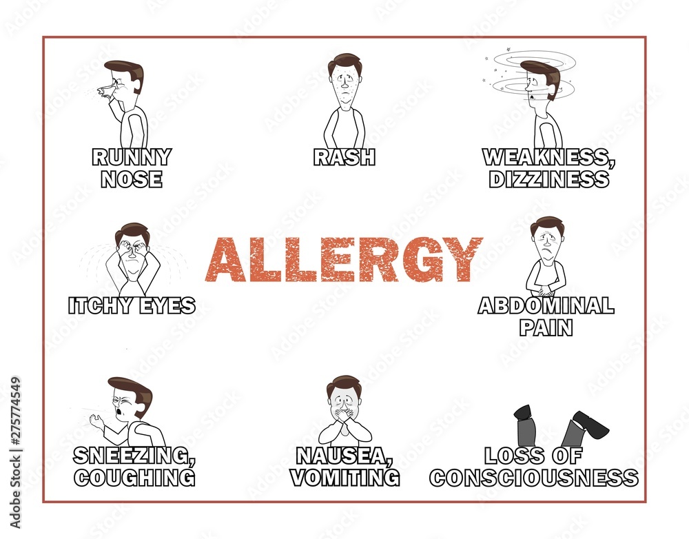 Allergy,visual poster,Allergy symptoms,warning. vector image. Stock ...