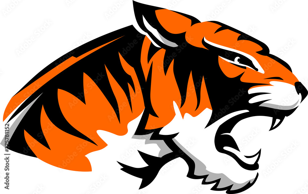 Tiger Side View Mascot Stock Vector | Adobe Stock