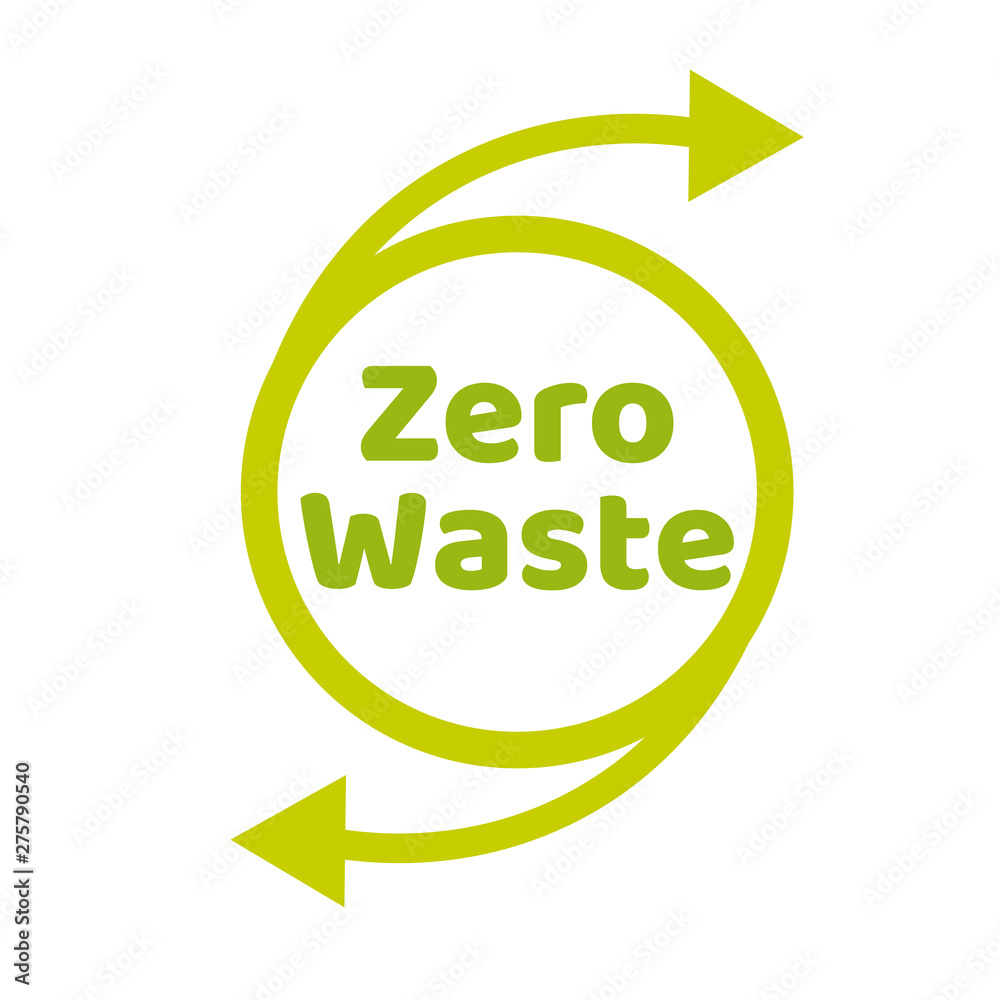 Zero waste lettering text sign or logo. Waste management concept ...