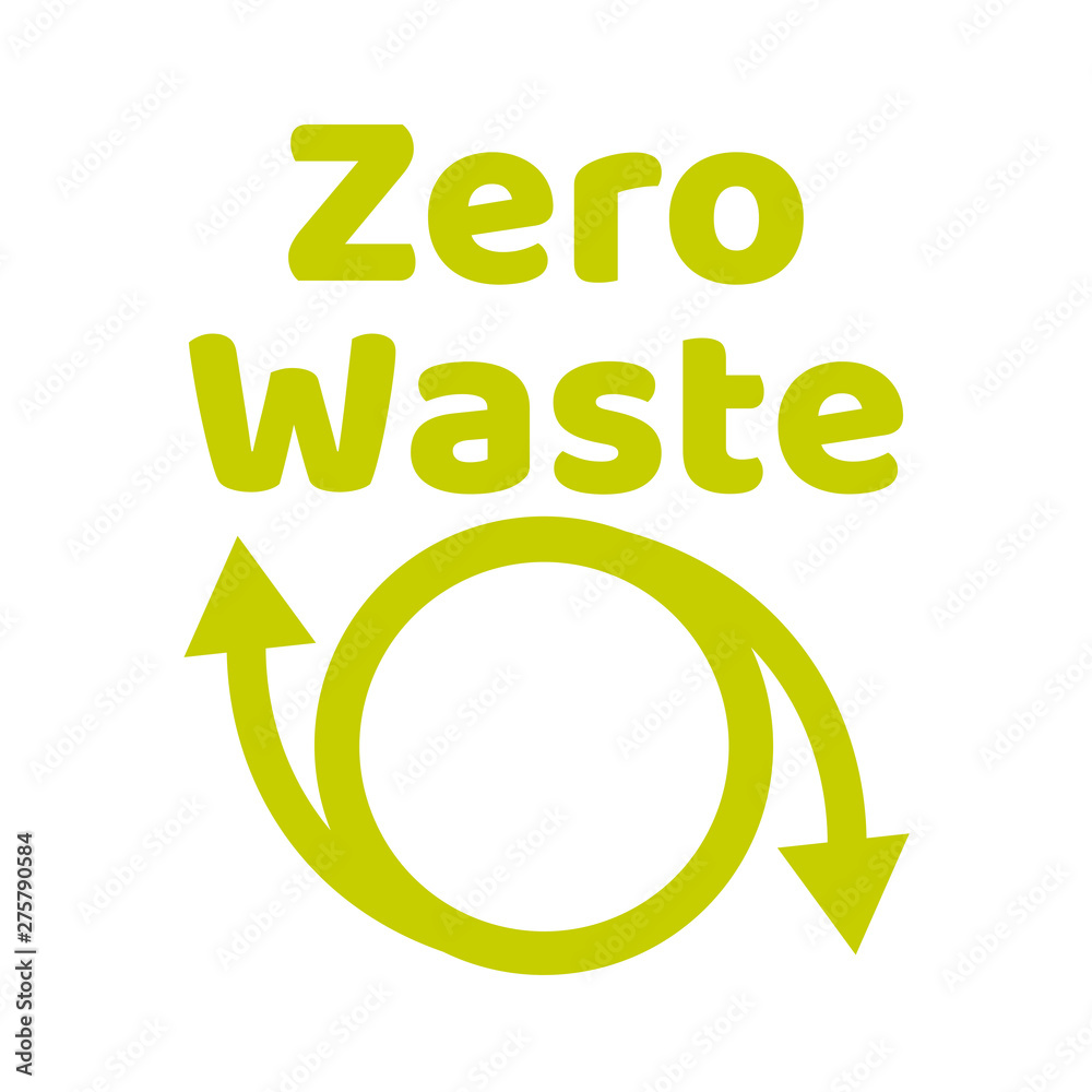 Zero waste lettering text sign or logo. Waste management concept ...