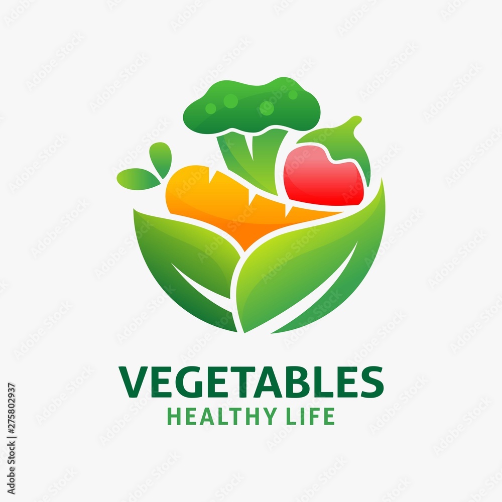Fresh vegetables logo design Stock Vector | Adobe Stock