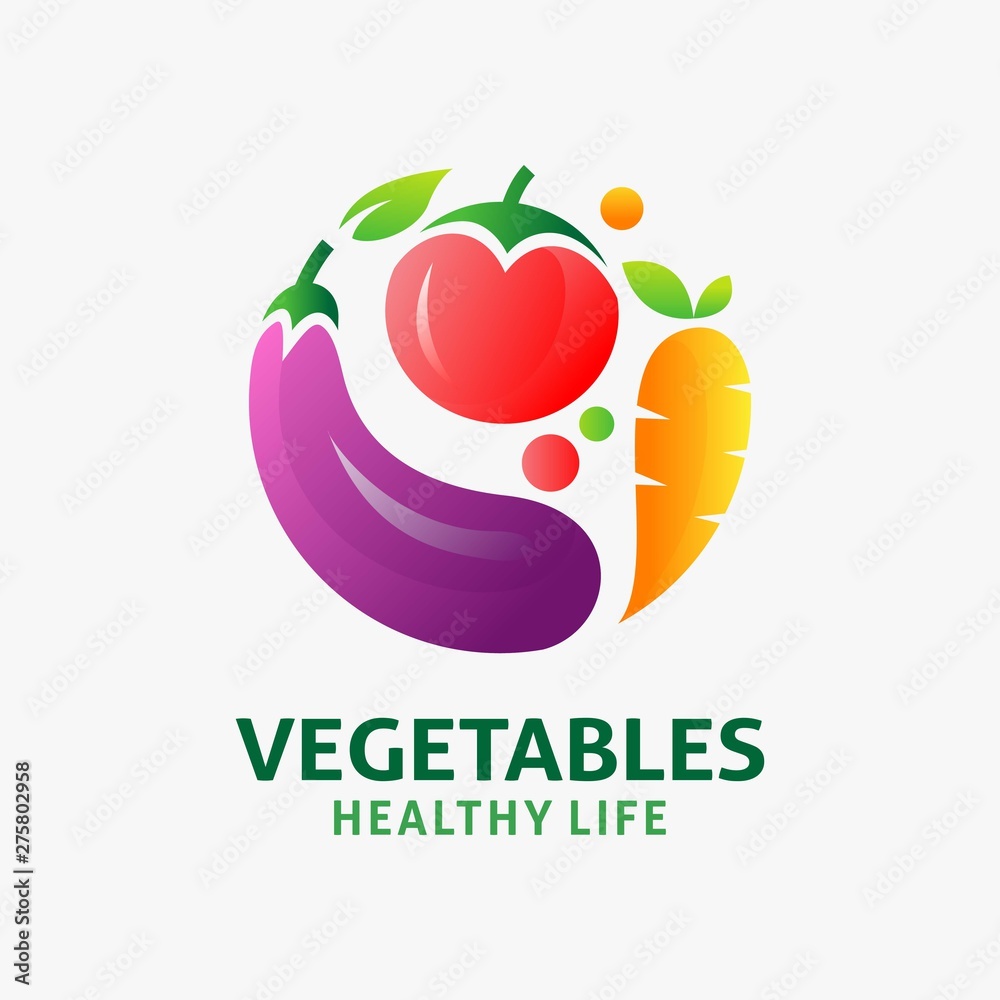 Fresh vegetables logo design Stock Vector | Adobe Stock