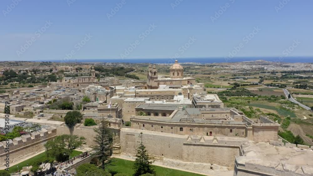 majestic aerial view of Mdina (L-Imdina), fortified city in the ...