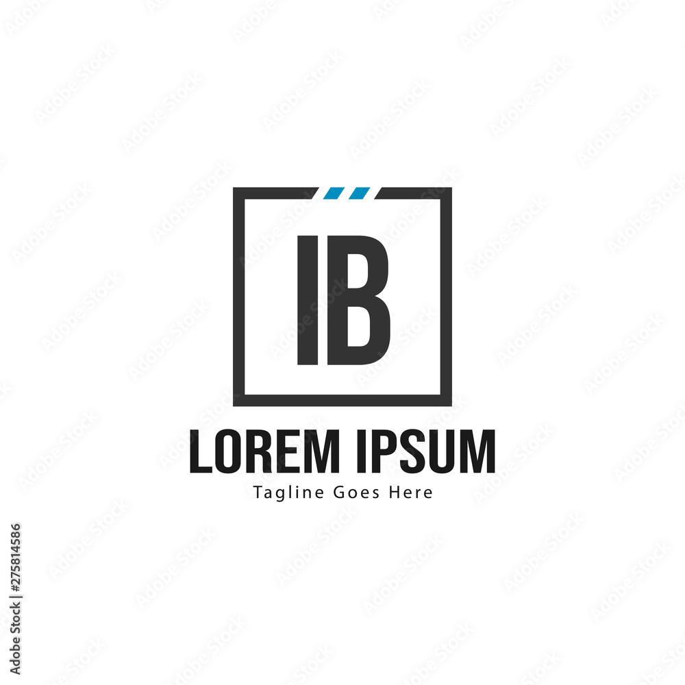 Initial IB logo template with modern frame. Minimalist IB letter logo ...