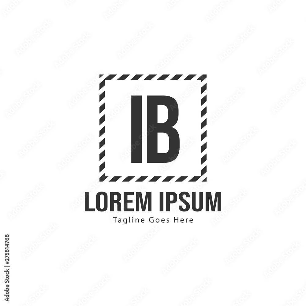 Initial IB logo template with modern frame. Minimalist IB letter logo ...