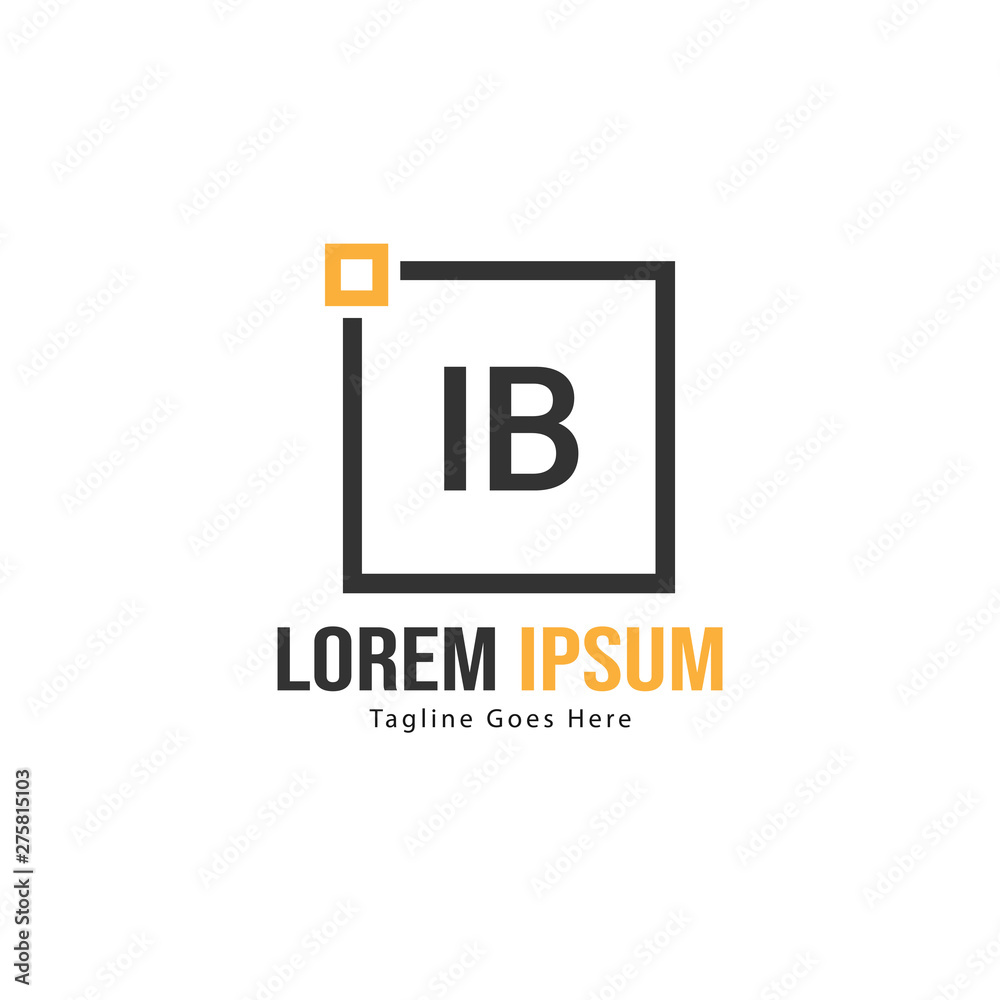Initial IB logo template with modern frame. Minimalist IB letter logo ...