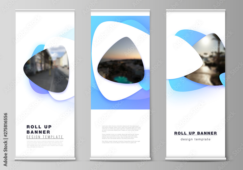 Vector illustration of the editable layout of roll up banner stands ...