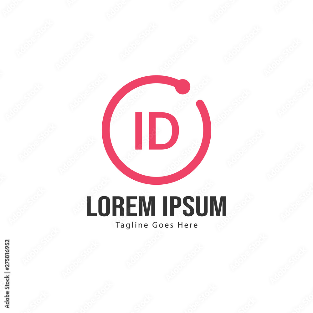Initial ID logo template with modern frame. Minimalist ID letter logo ...