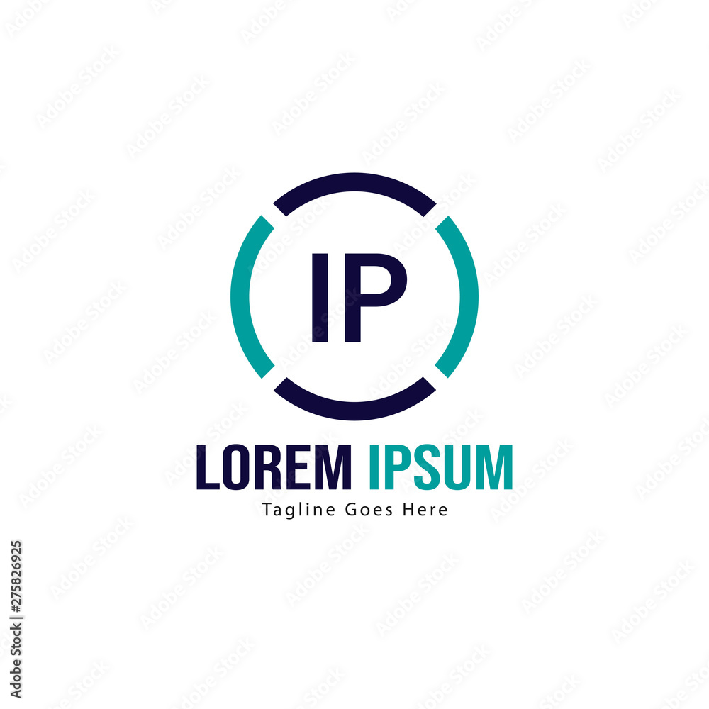 Initial IP logo template with modern frame. Minimalist IP letter logo ...