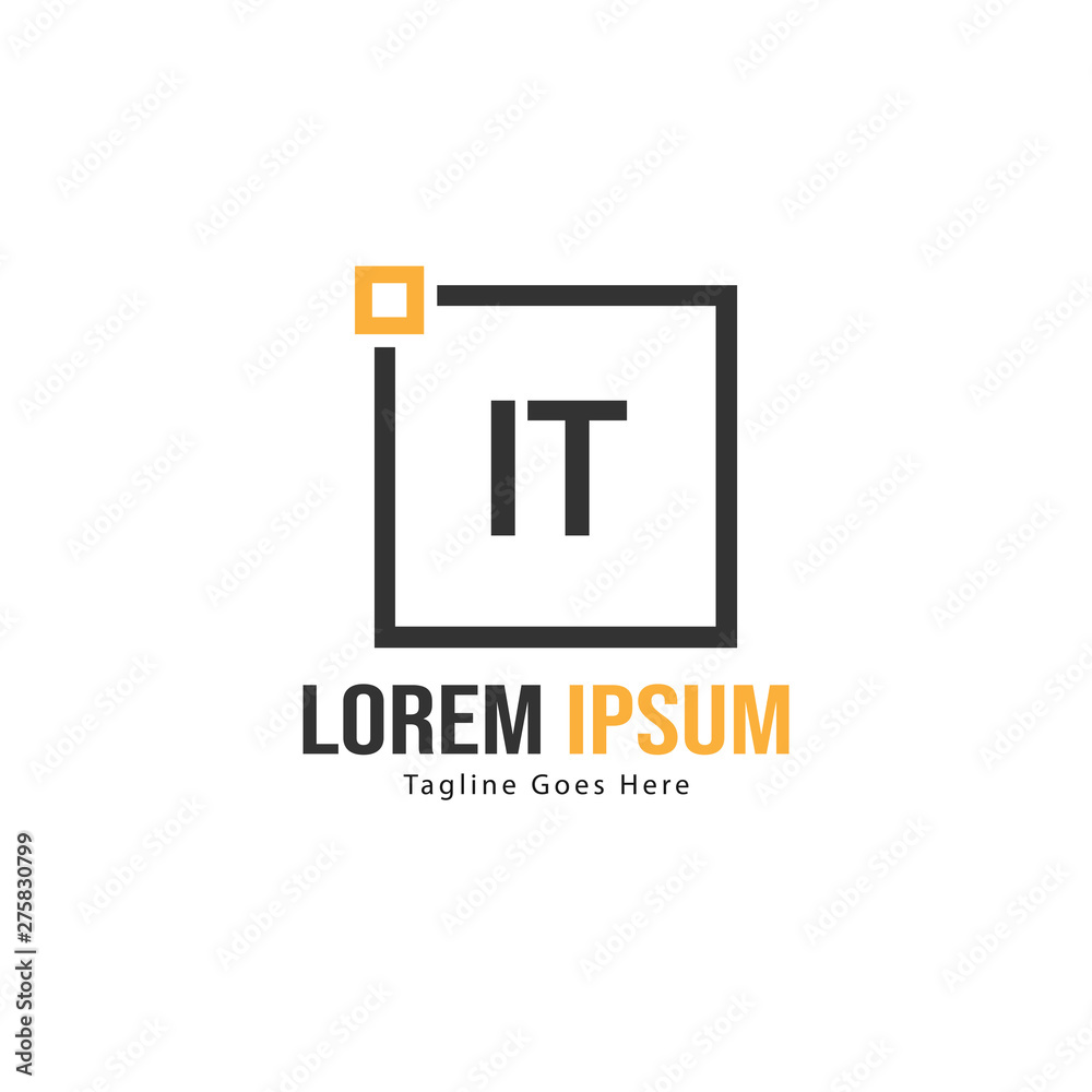 Initial IT logo template with modern frame. Minimalist IT letter logo ...