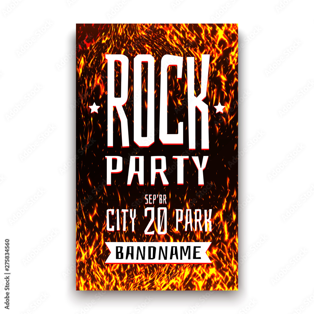Vetor de Rock party or festival banner template. Black banner with ...