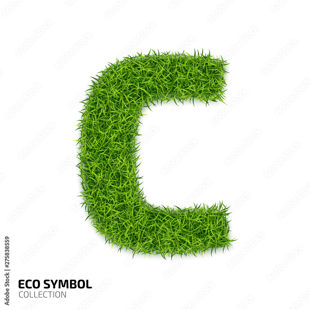 Letter of grass alphabet. Grass letter C isolated on white background ...