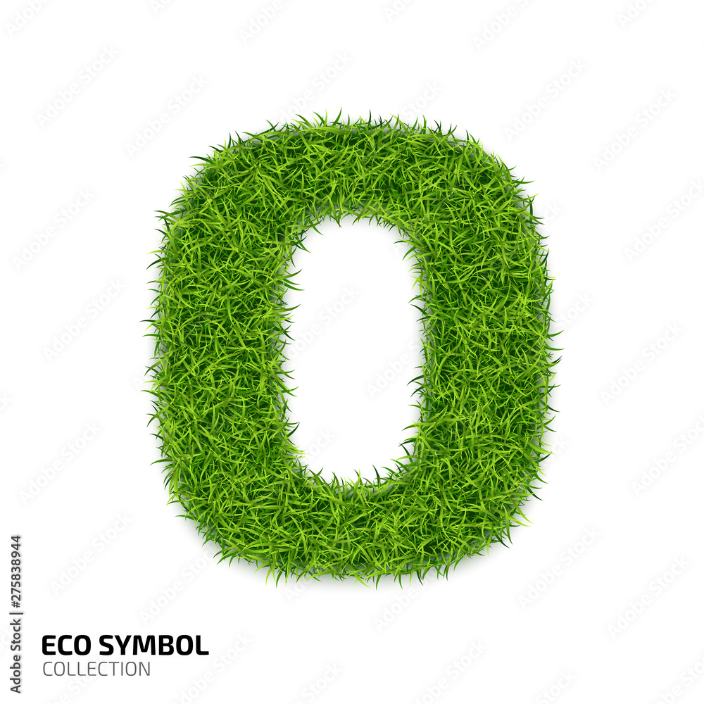Letter of grass alphabet. Grass letter O isolated on white background ...