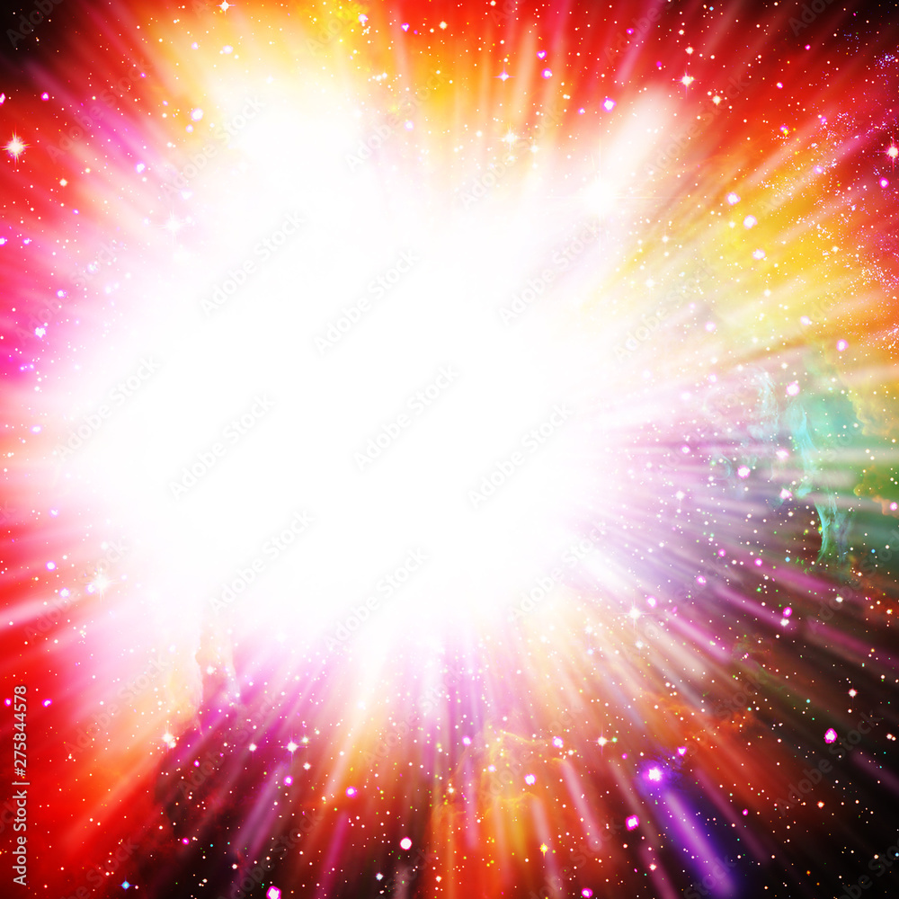 Big splash in universe. Space background. Colorful lights.The elements ...