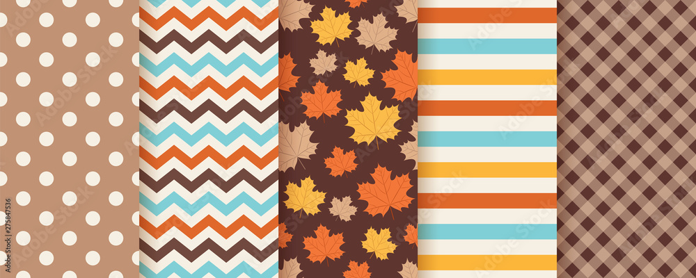 Autumn pattern. Vector. Seamless background with fall maple leaves ...