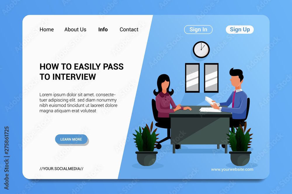 how easily pass to interview landing pag ebackground vector Stock ...