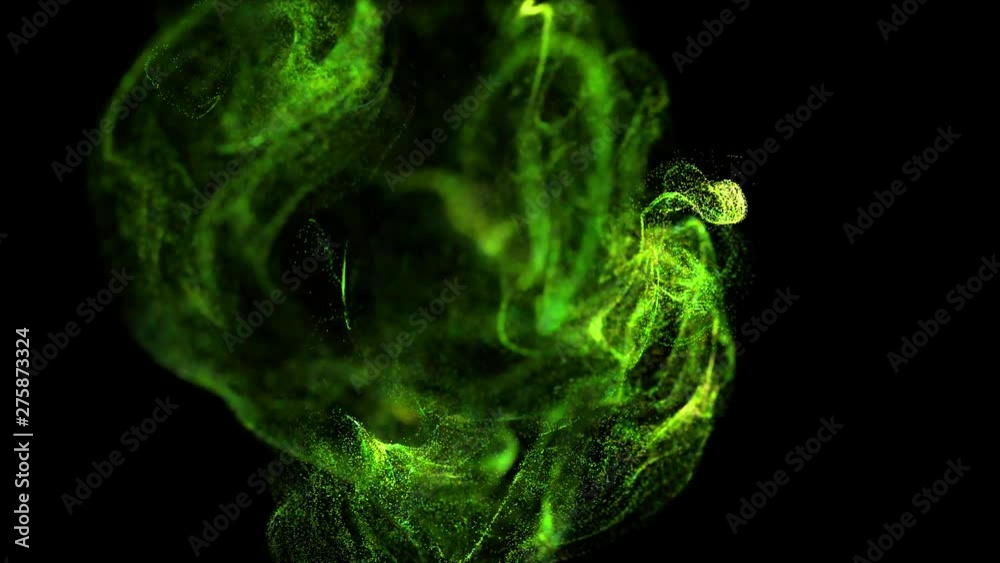 4k glow particles move in liquid flow and stumble upon a force field in ...