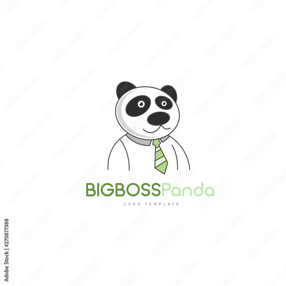 Cute Panda Boss logo. Creative logo concept with Panda wear A boss ...