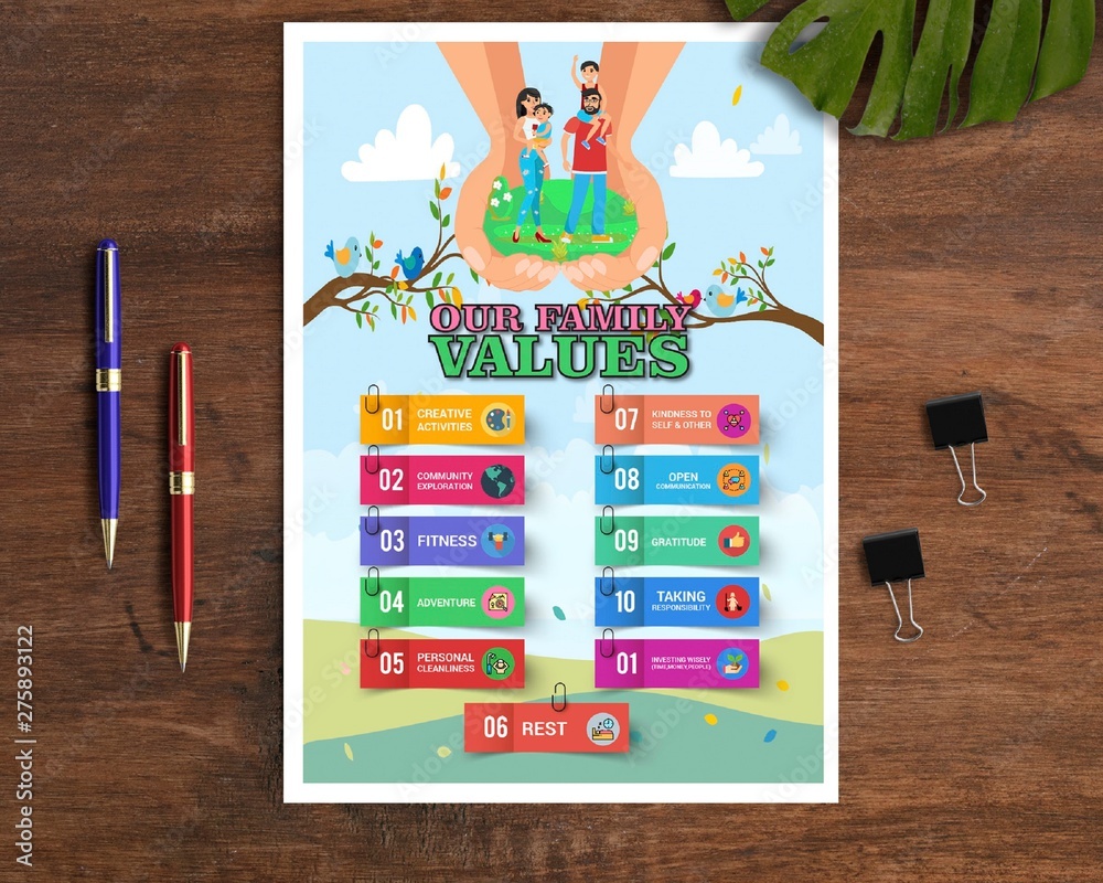 Family Values Poster Infographic Stock Vector | Adobe Stock