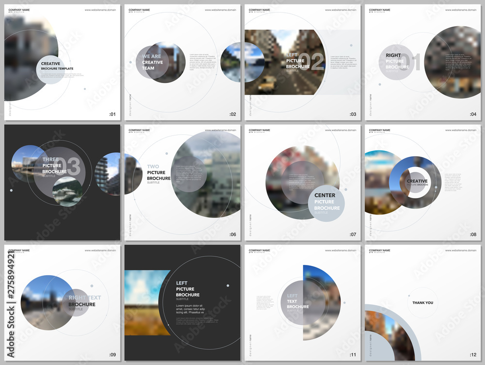 Minimal brochure templates with gray color circles, round shapes ...
