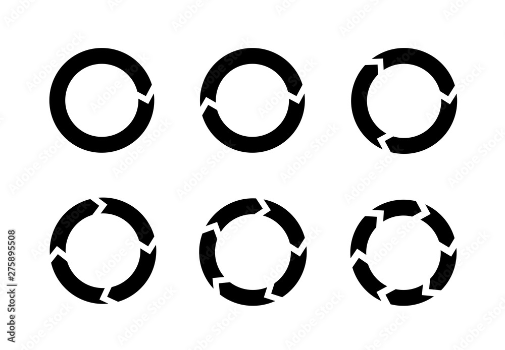 Black arrows in circular motion. Arrow combinations. Rotation arrows ...