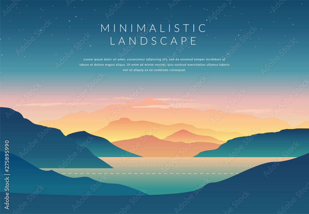 Minimalistic vector landscape background of mountains for your design ...