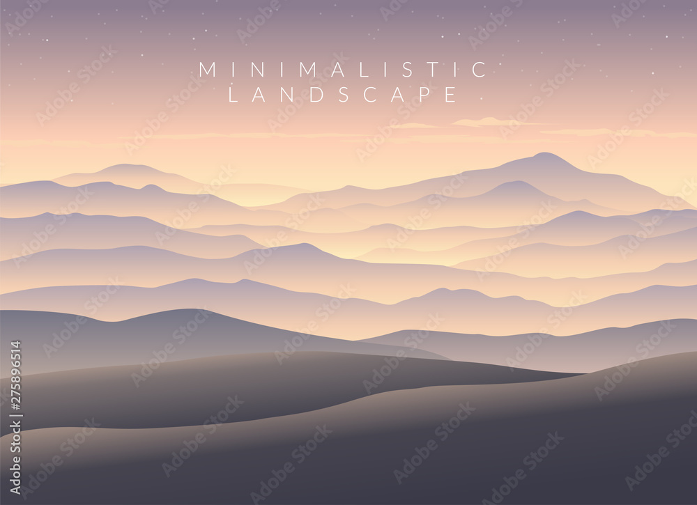 Minimalistic vector landscape background of mountains for your design ...