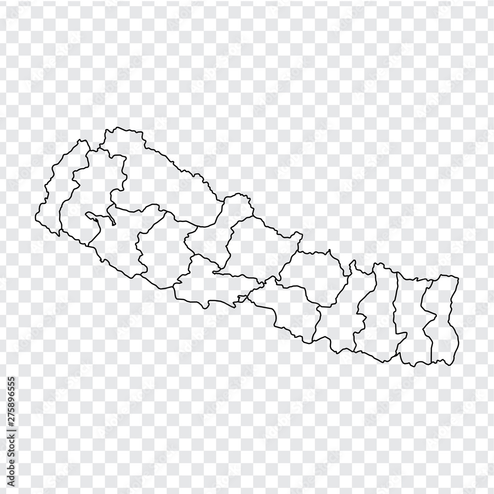 Blank map Nepal. High quality map Federative Democratic Republic of ...