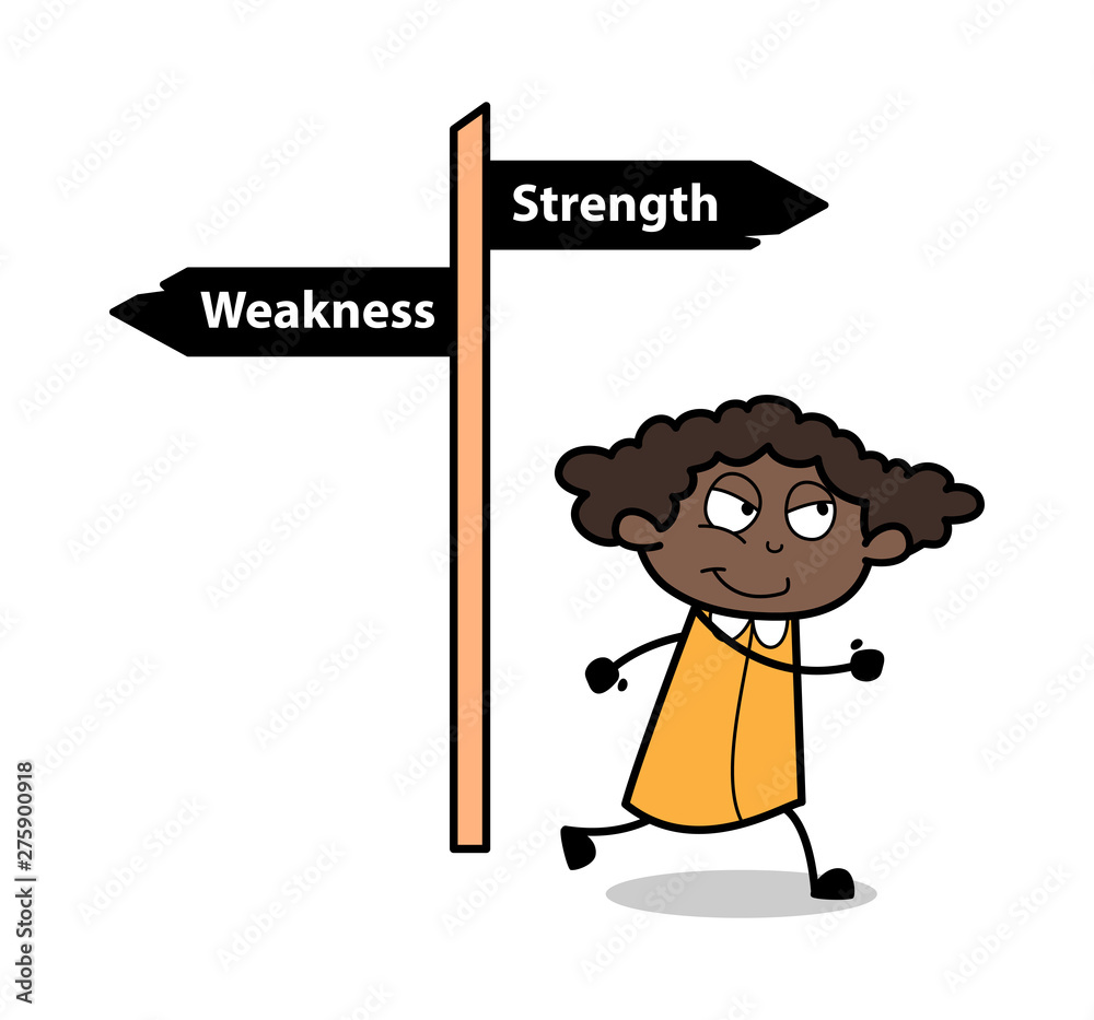 Going to Strength Side - Retro Black Office Girl Cartoon Vector ...
