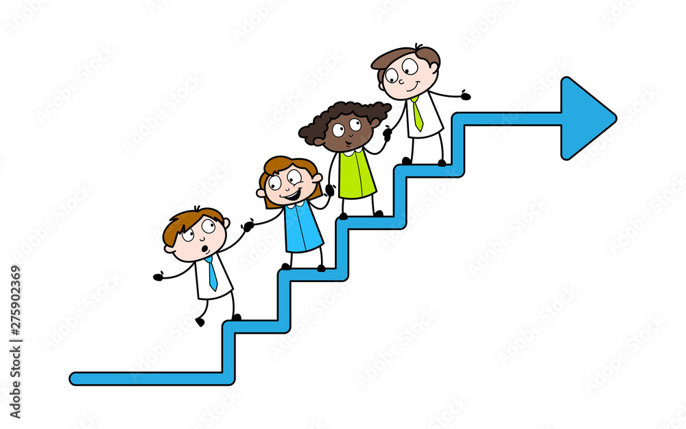 Going Forward One by One on Arrow Stairs - Retro Black Office Girl ...