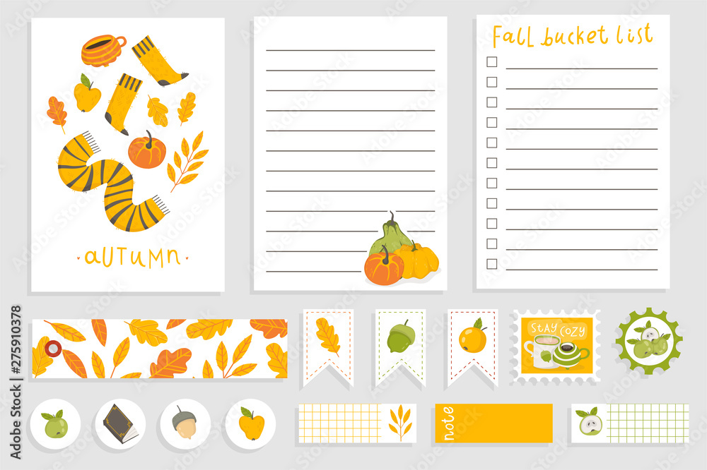 Cute Autumn Notebook design. Daily Planner Template. Organizer and ...