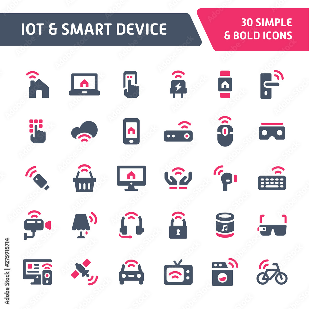 IOT & Smart Device Vector Icon Set. Fillio Black Icon Series Stock ...