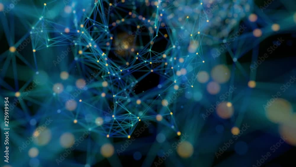 A Flying Through Digital Data Web Spy Tunnel, digital nodes and ...