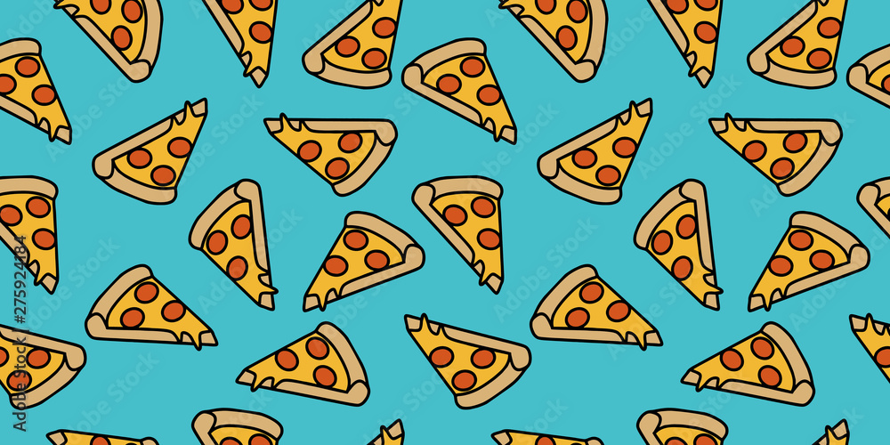 pizza pattern drawing background. Junk food seamless hand drawn for ...