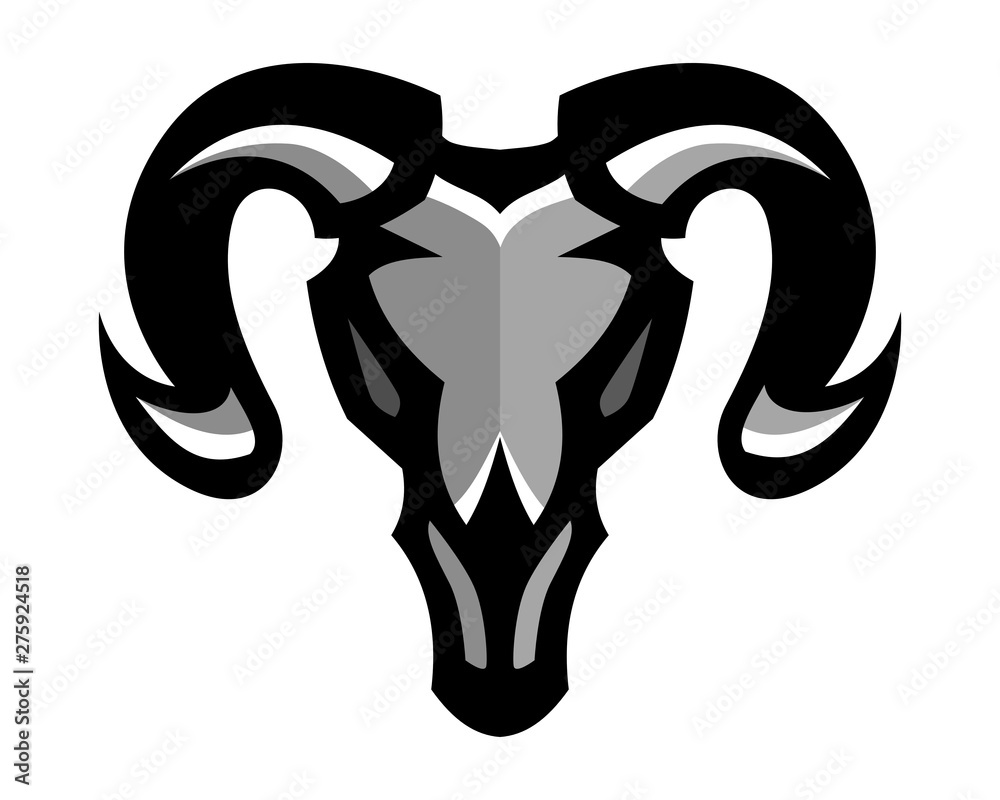 Vetor de Goat skull, Mascot logo, Sticker design, Vector illustration ...