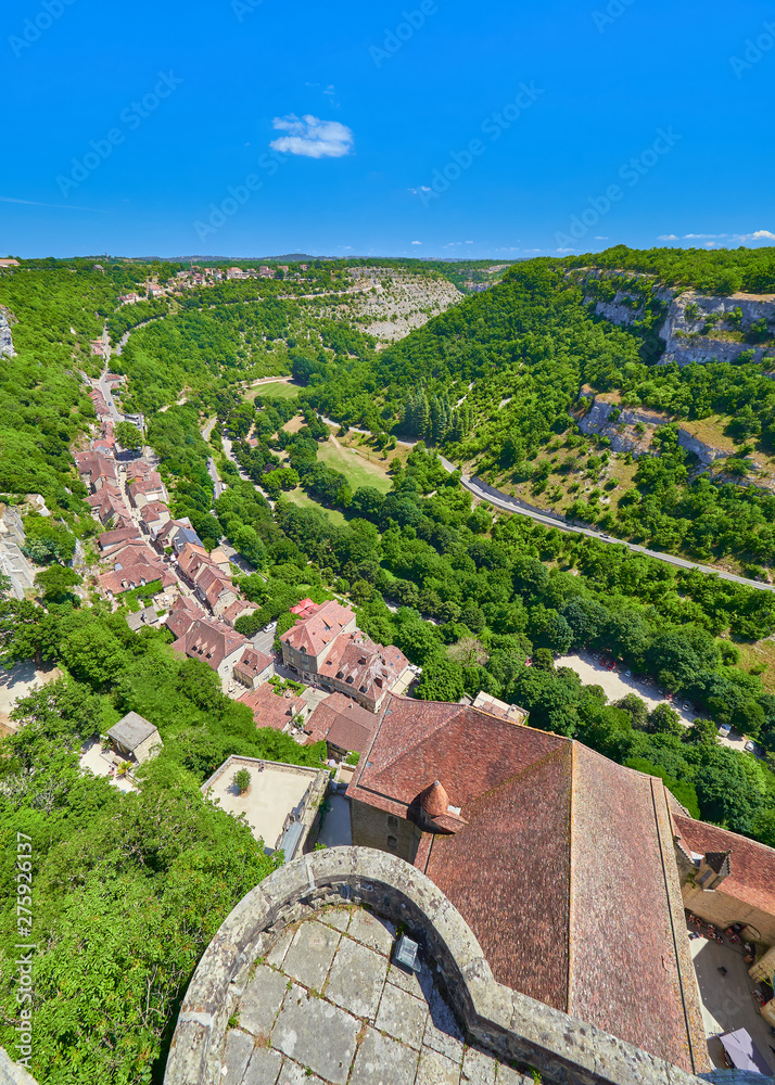 Vertical Landscape view from the castle of the valley and the main ...