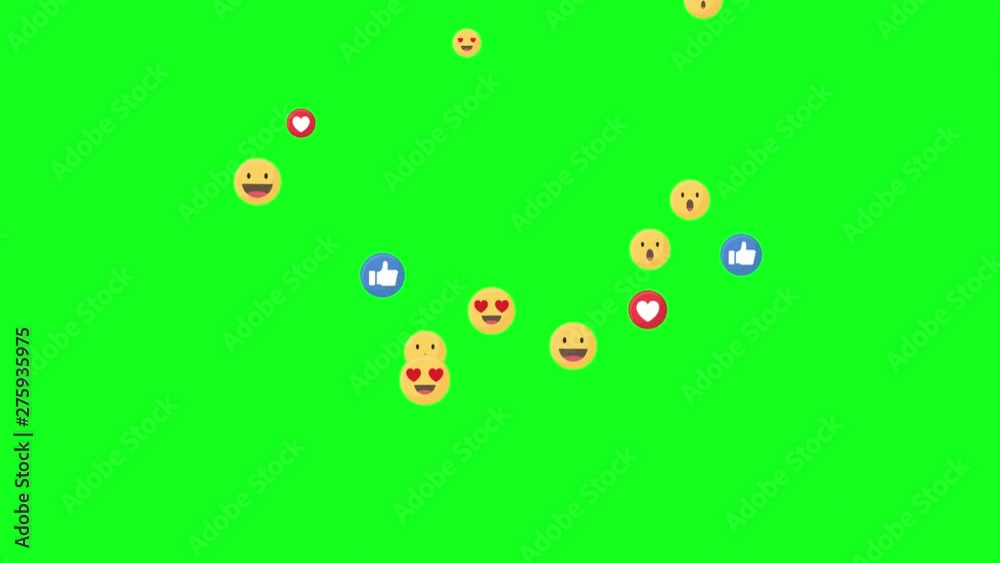 Social meadia emotion icons pop up animation on green screen.Like and ...