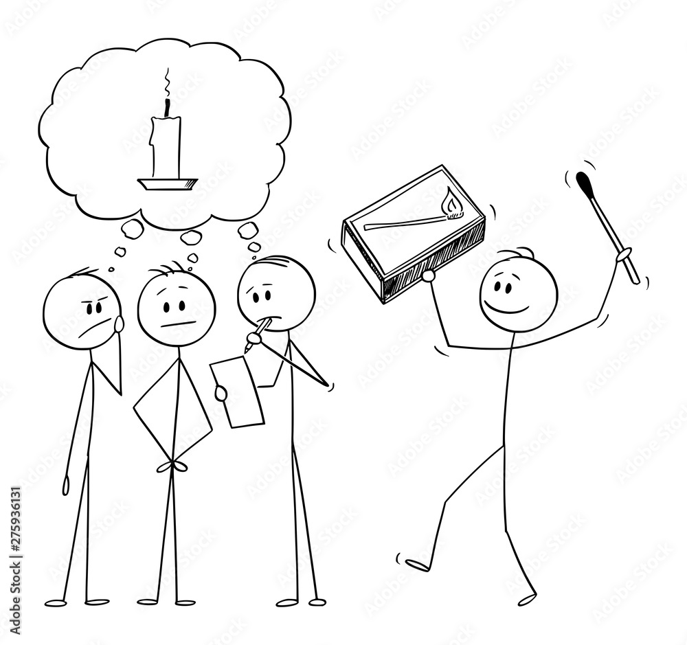 Vector cartoon stick figure drawing conceptual illustration of team of ...