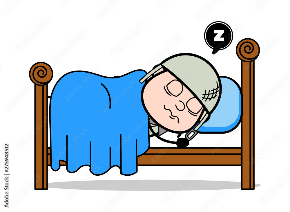 Sleeping - Cute Army Man Cartoon Soldier Vector Illustration Stock ...