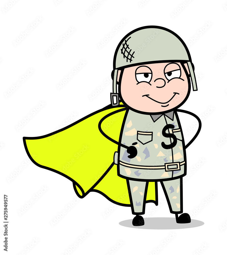 Army Man as a Super Hero - Cute Army Man Cartoon Soldier Vector ...