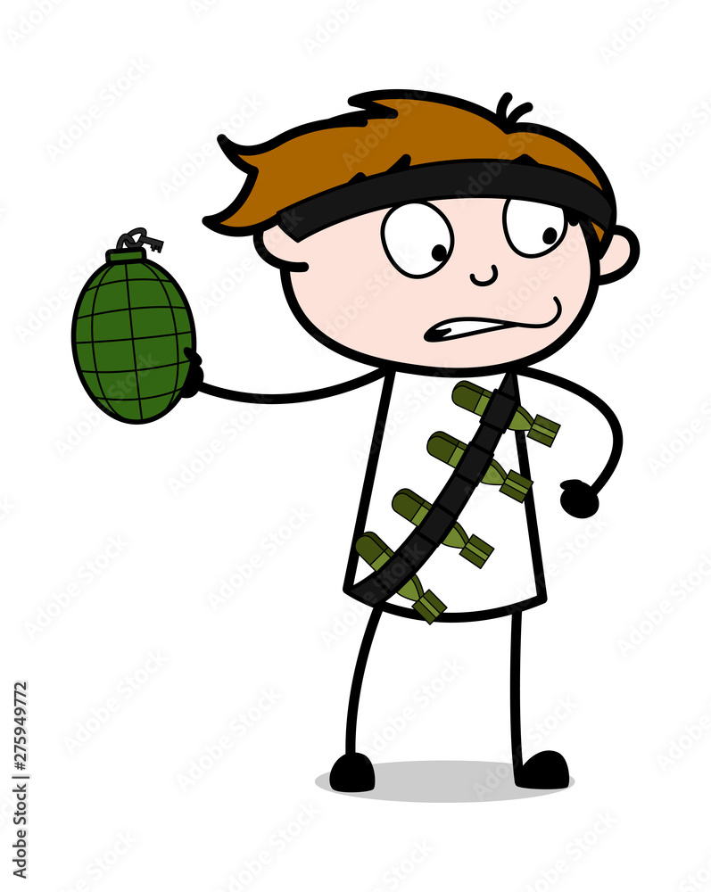 A Terrorist Throwing a Bomb - Cute Army Man Cartoon Soldier Vector ...