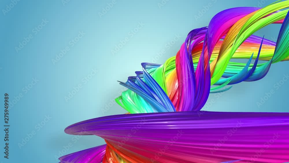 multi-color ribbon is twisted and moves in a circle. Rainbow colored ...