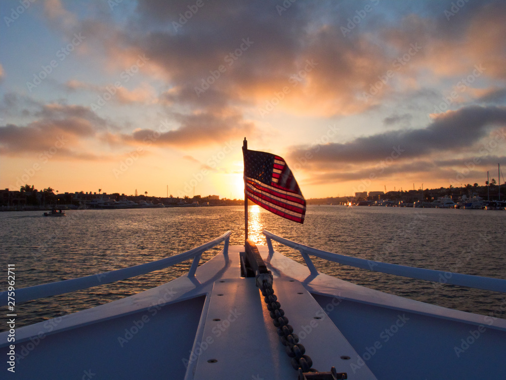 American Flag on Boat Stock Photo | Adobe Stock