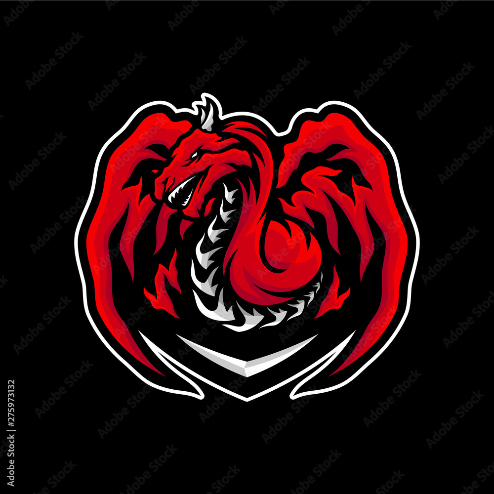 Dragon eSports Logo Design Vector. Dragon Mascot Gaming Logo Concepts ...