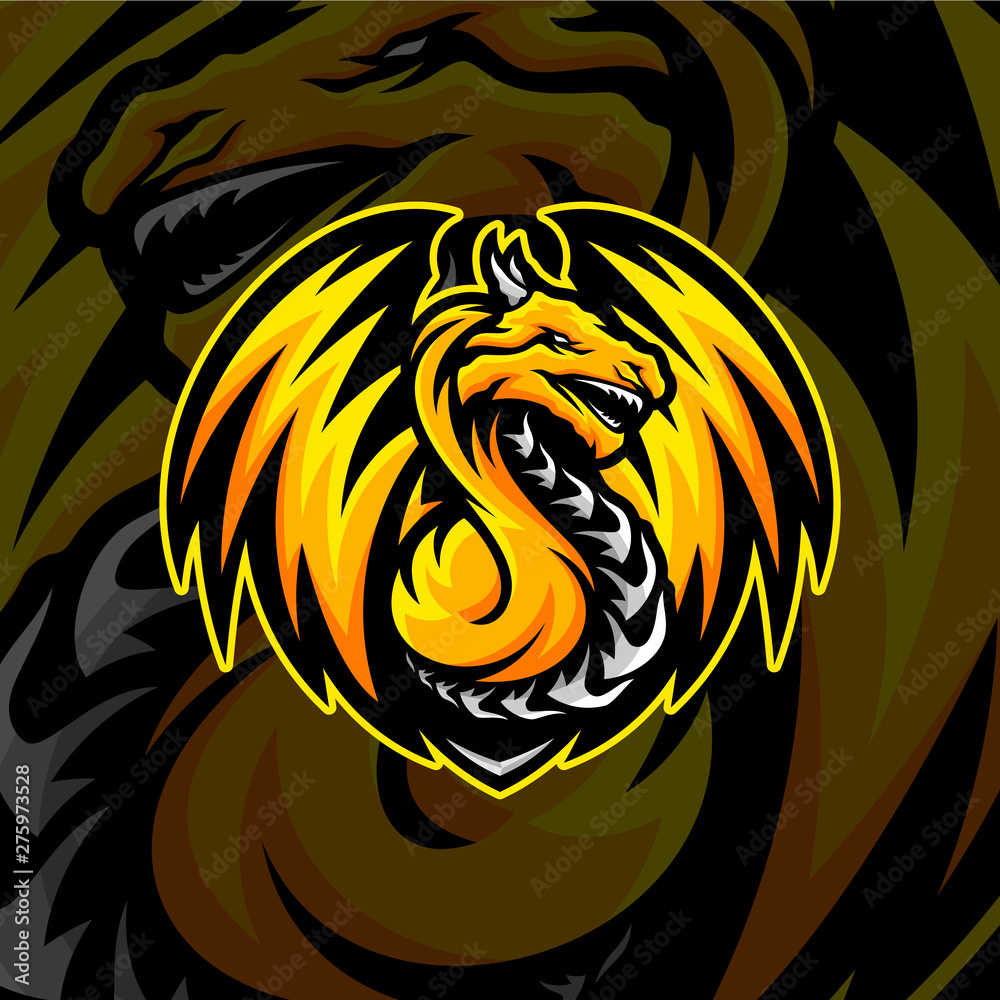 Dragon eSports Logo Design Vector. Dragon Mascot Gaming Logo Concepts ...
