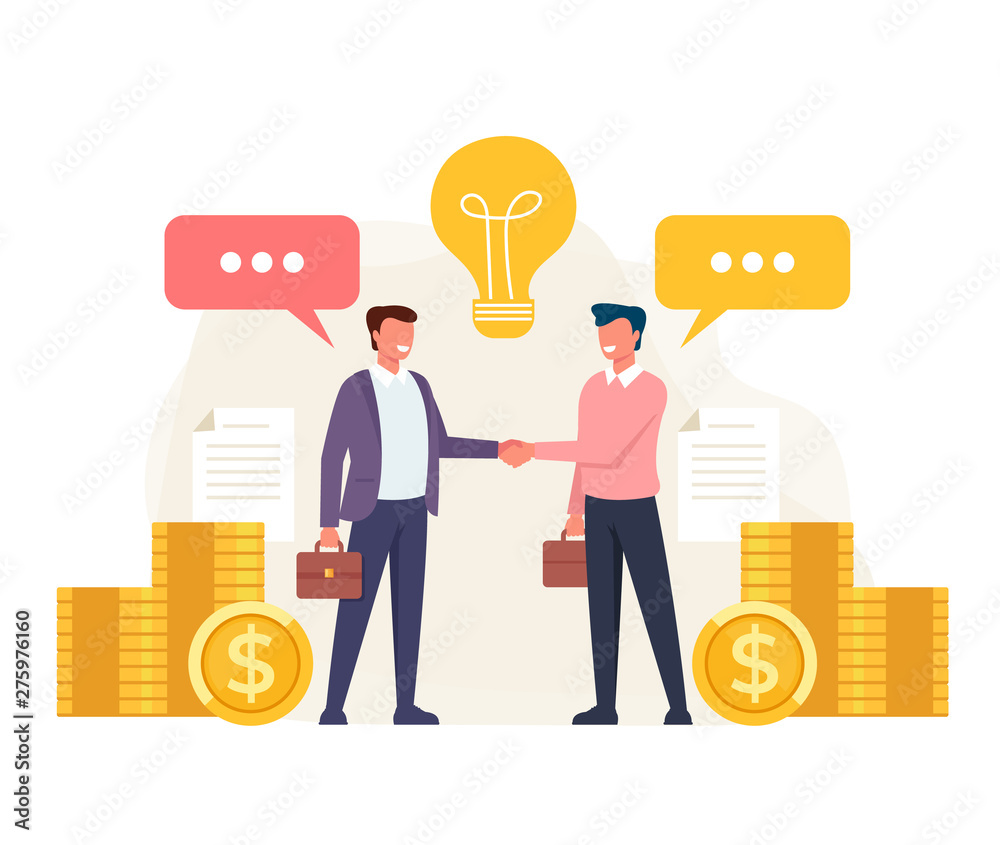 Business deal agreement concept. Vector flat cartoon graphic design ...