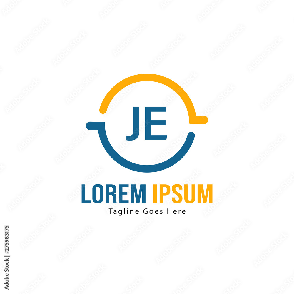 Initial JE logo template with modern frame. Minimalist JE letter logo ...