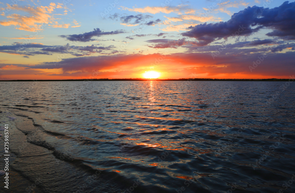 nice sunset over lake Stock Photo | Adobe Stock