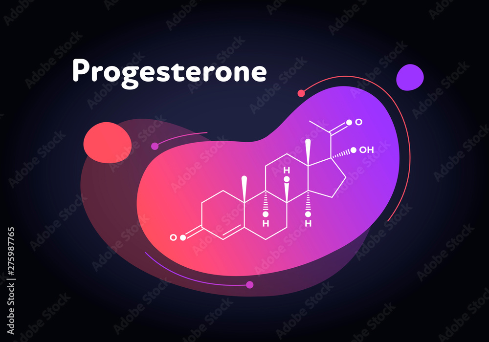 Vector hormones fluid modern banner. Progesterone structure in liquid ...